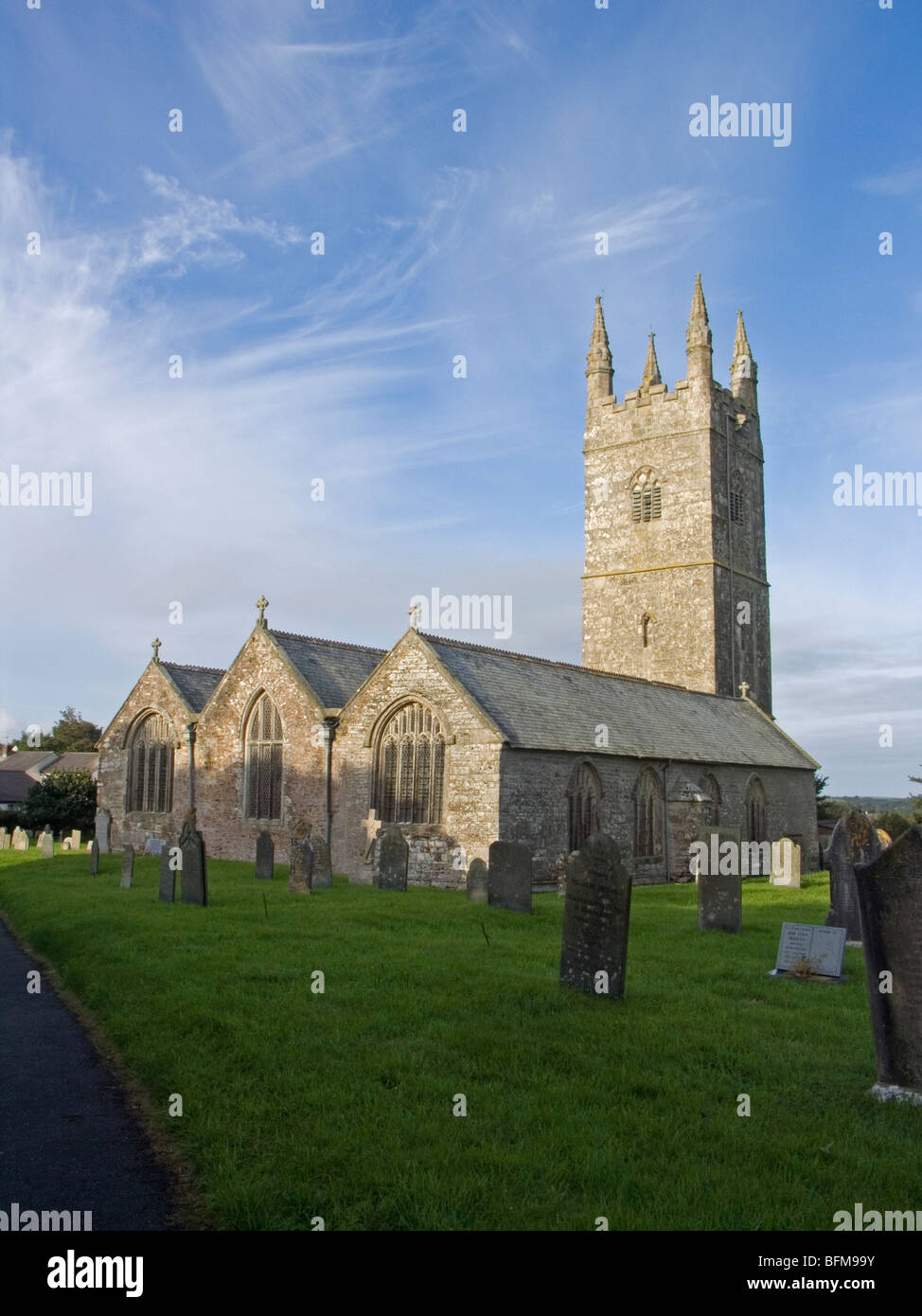 Church Tower, St Mary's, Week St Mary, Cornwall Stock Photo - Alamy