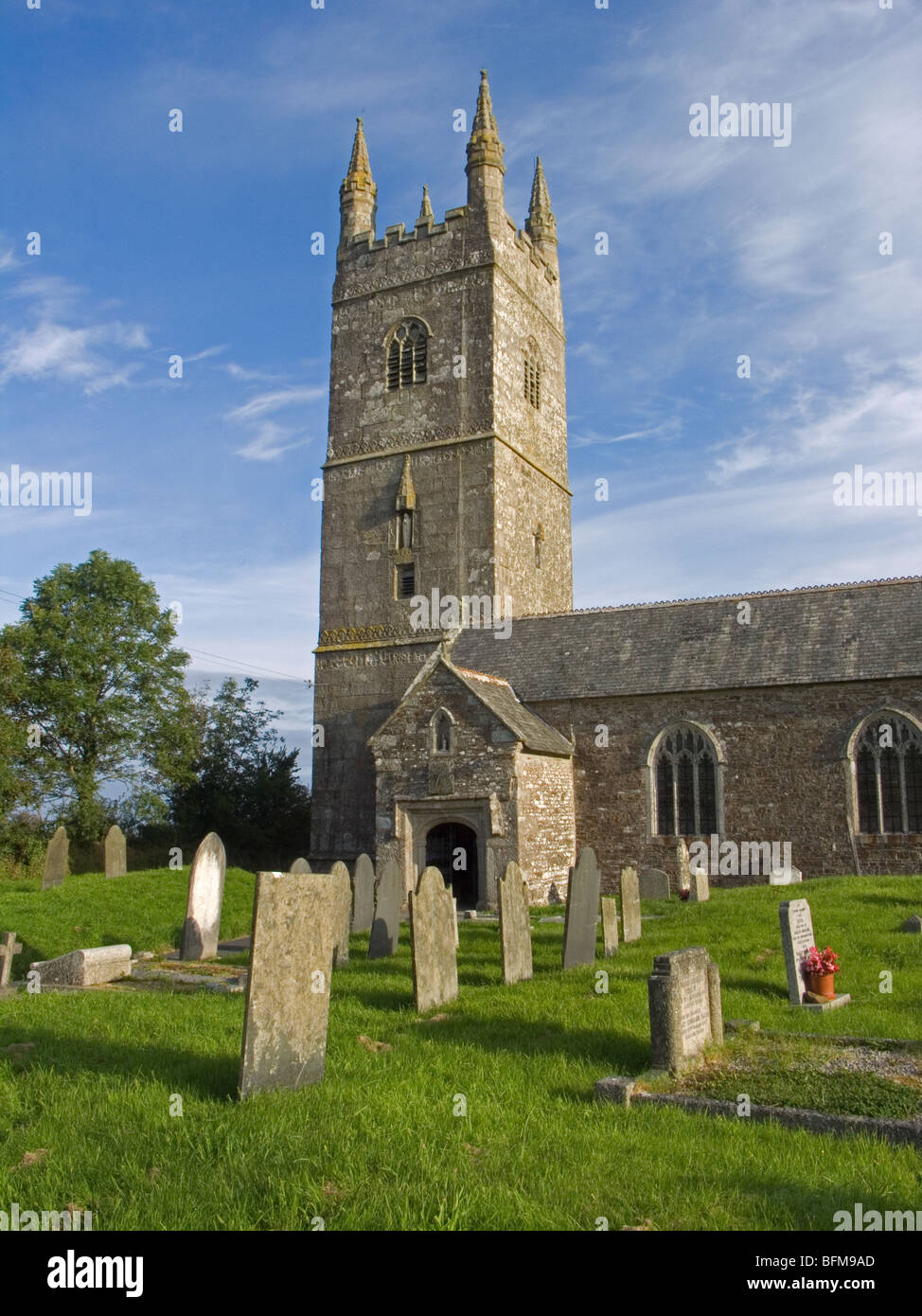 Church Tower, St Mary's, Week St Mary, Cornwall Stock Photo - Alamy