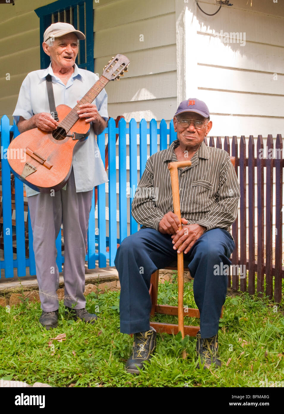 Two musicians performing in rural Cuba Stock Photo - Alamy