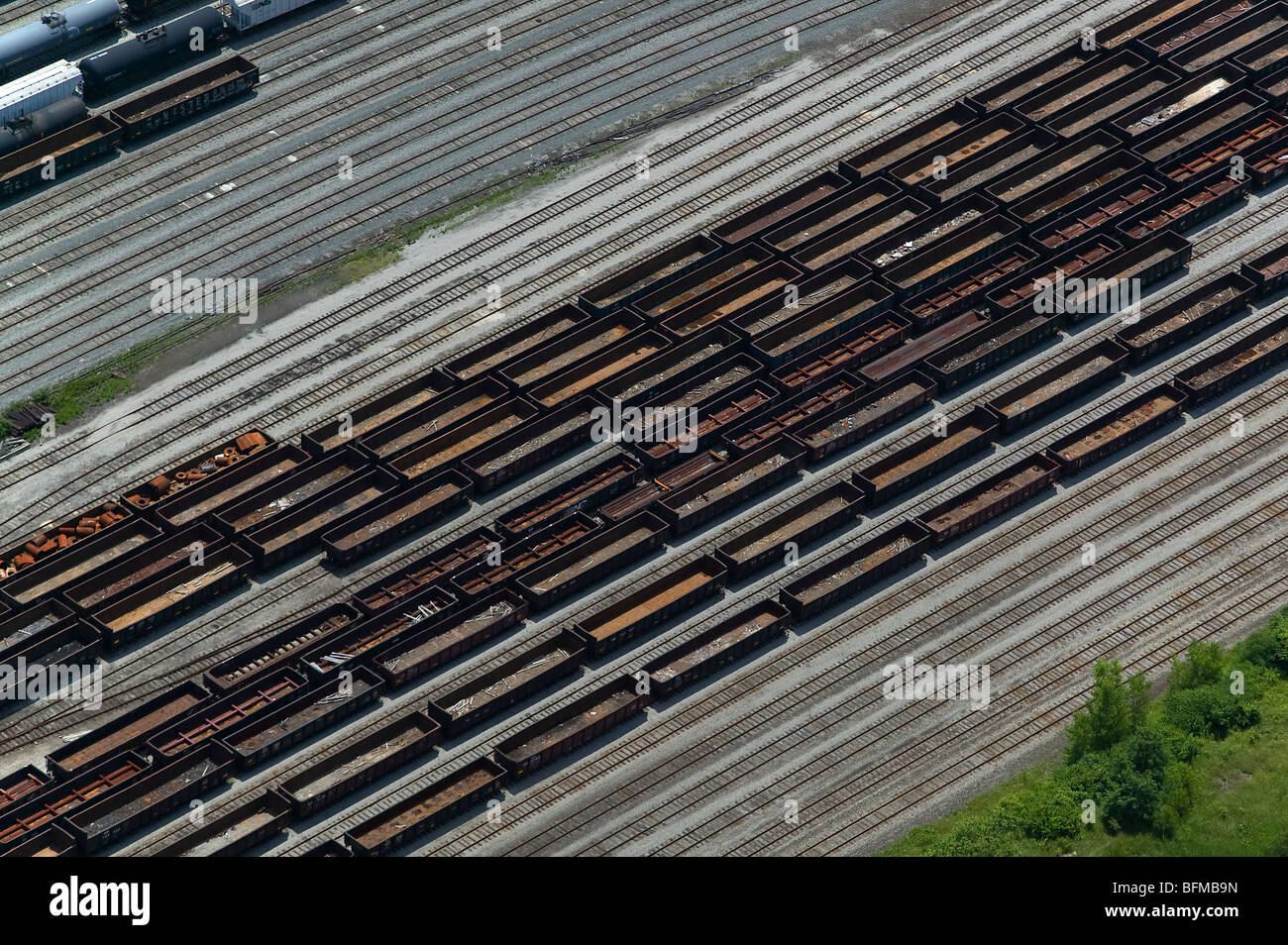 aerial view above Cleveland Railroad Switching Yard Ohio Stock Photo ...