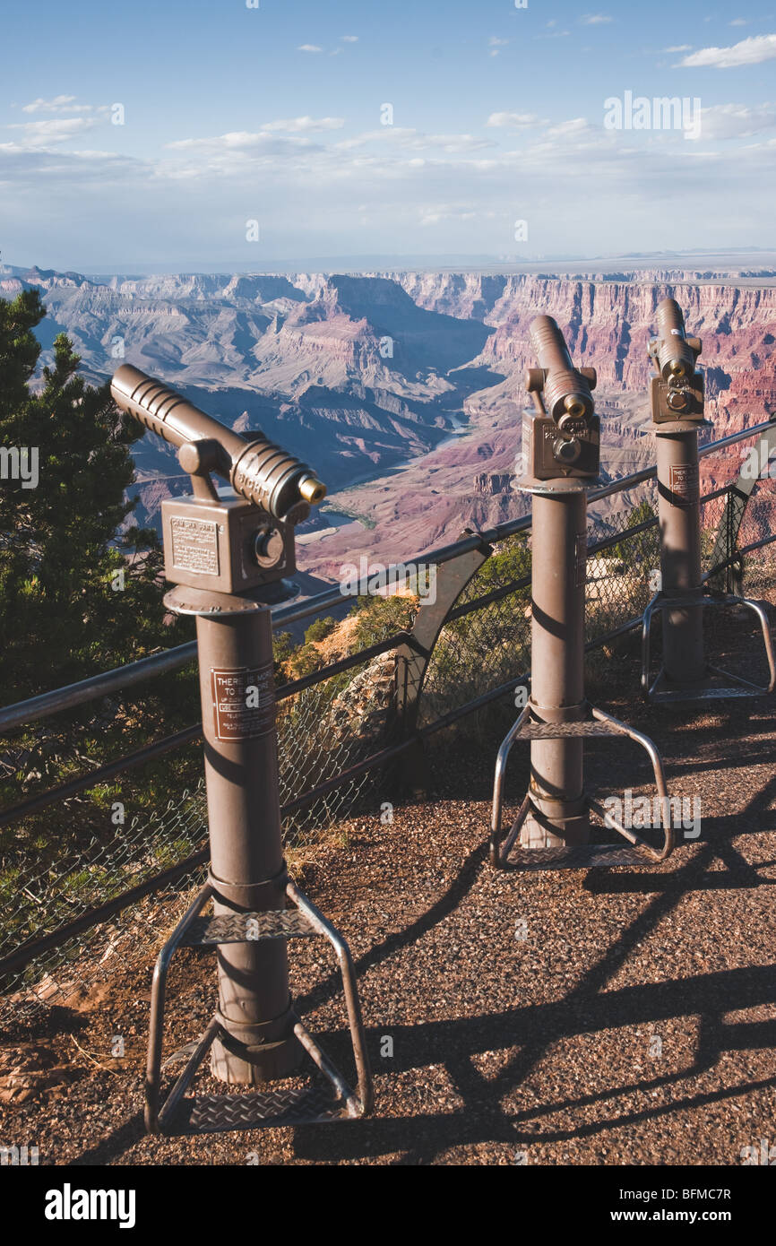 Spotting scopes overlooking a view of the South Rim of Grand Canyon ...