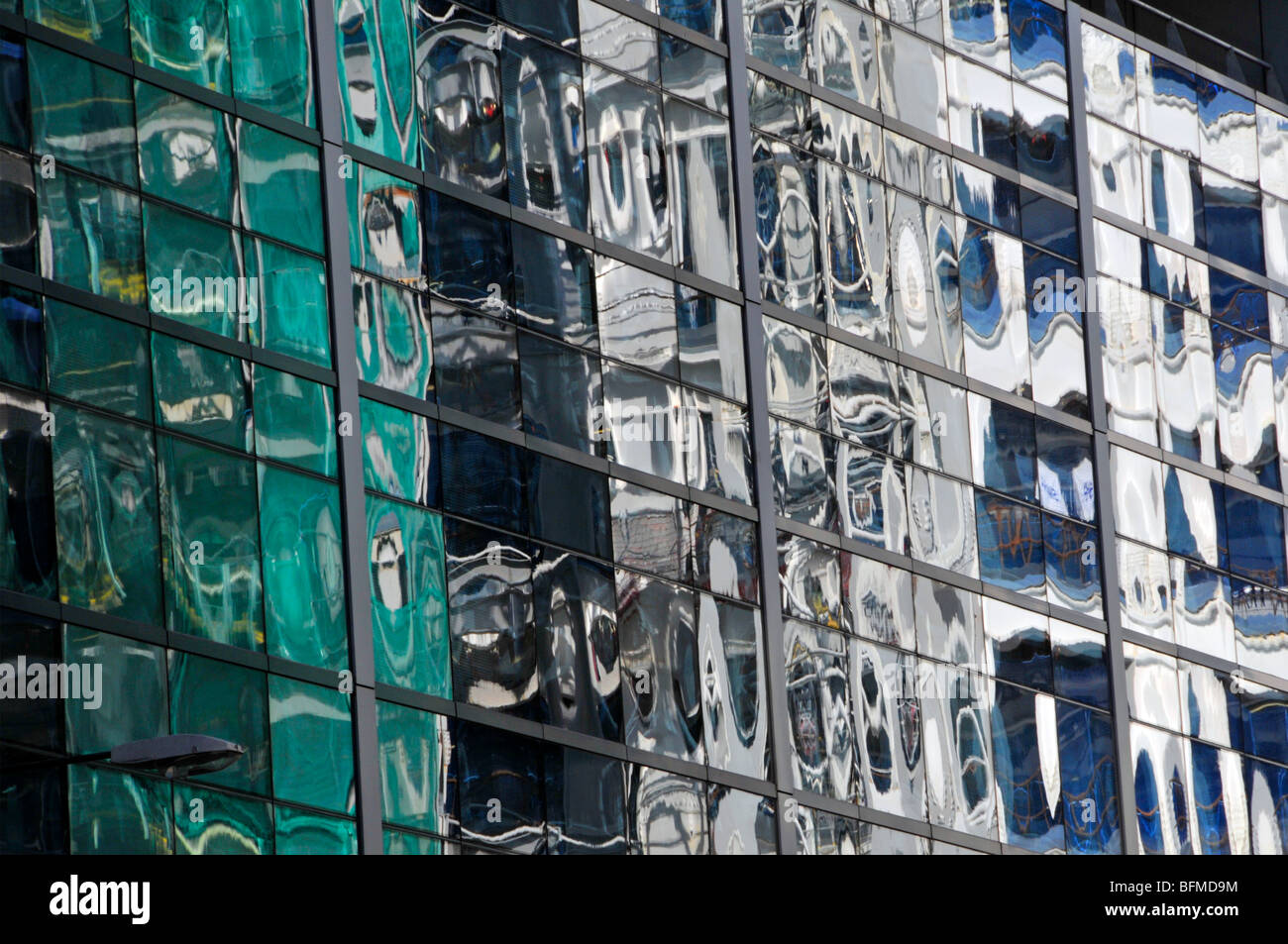 Mirror glass on buildings showing distorted abstract reflections Stock ...