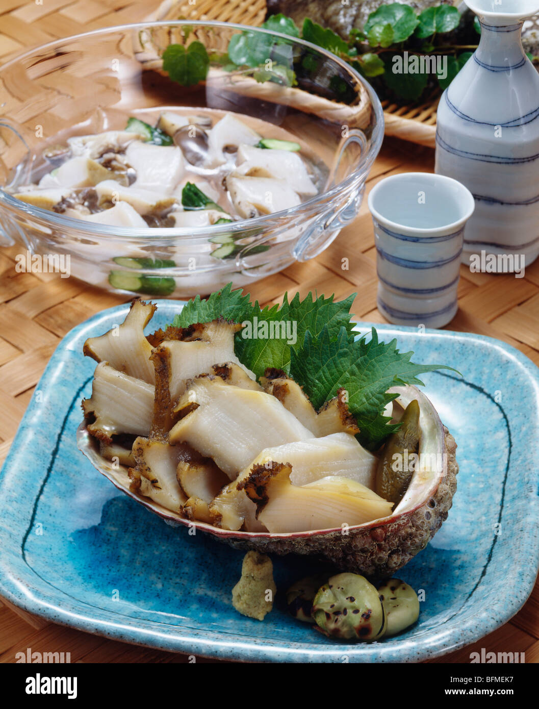 Steamed abalone dishes with sake Stock Photo - Alamy