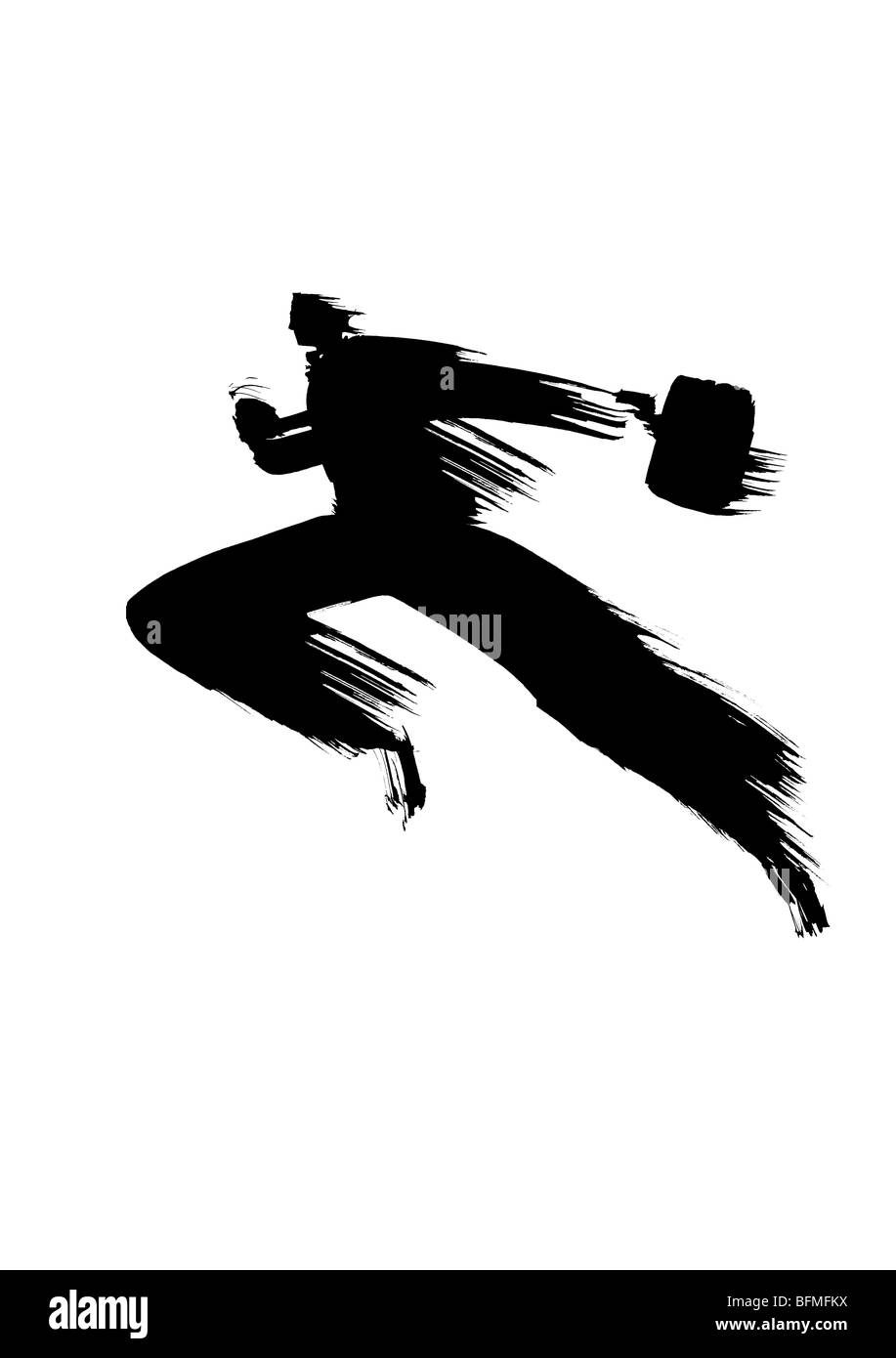 Black Ink Illustration Running Fast Stock Photo - Alamy