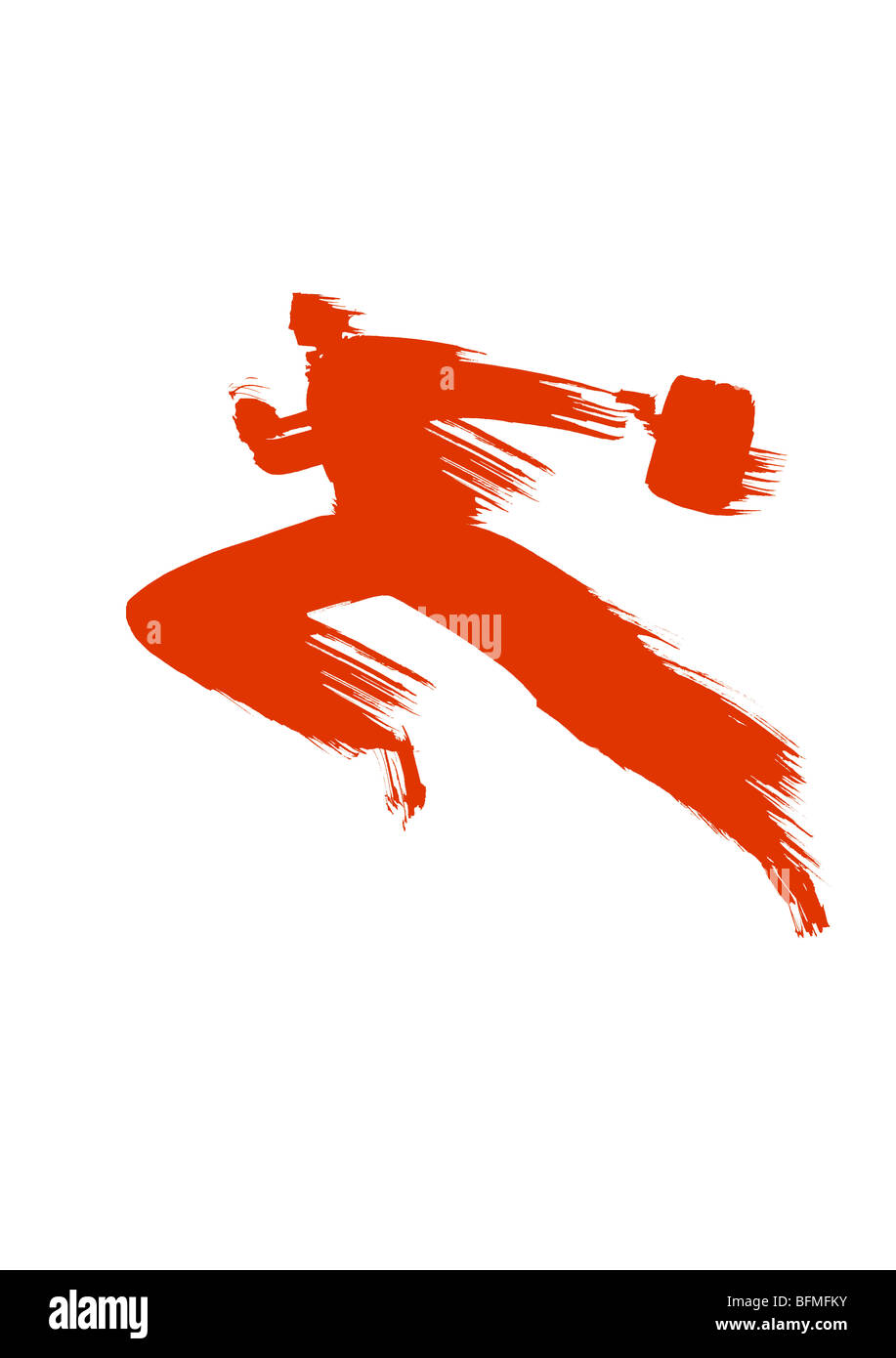 Red Ink Illustration Running Fast Stock Photo - Alamy