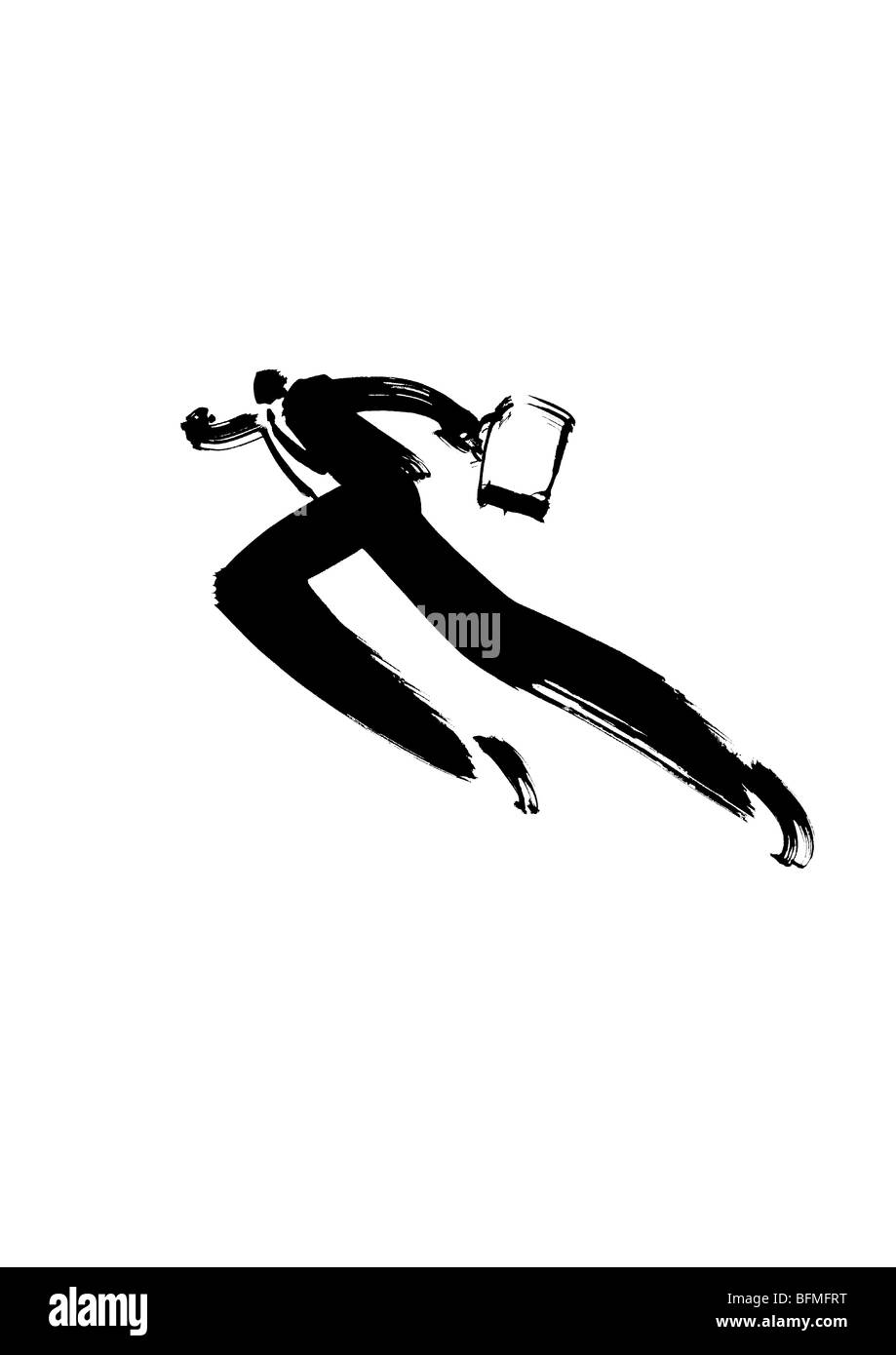 Black Ink Illustration Man Running Stock Photo - Alamy