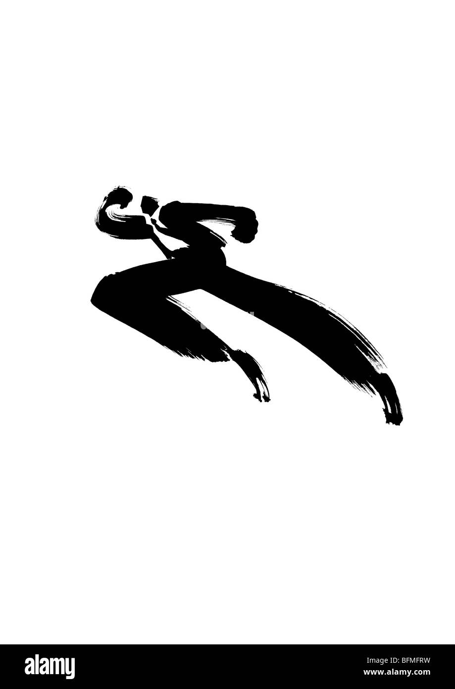 Black Ink Illustration Man Running Stock Photo - Alamy