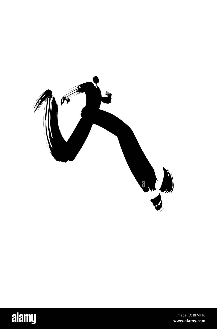 Black Ink Illustration Man Running Stock Photo - Alamy