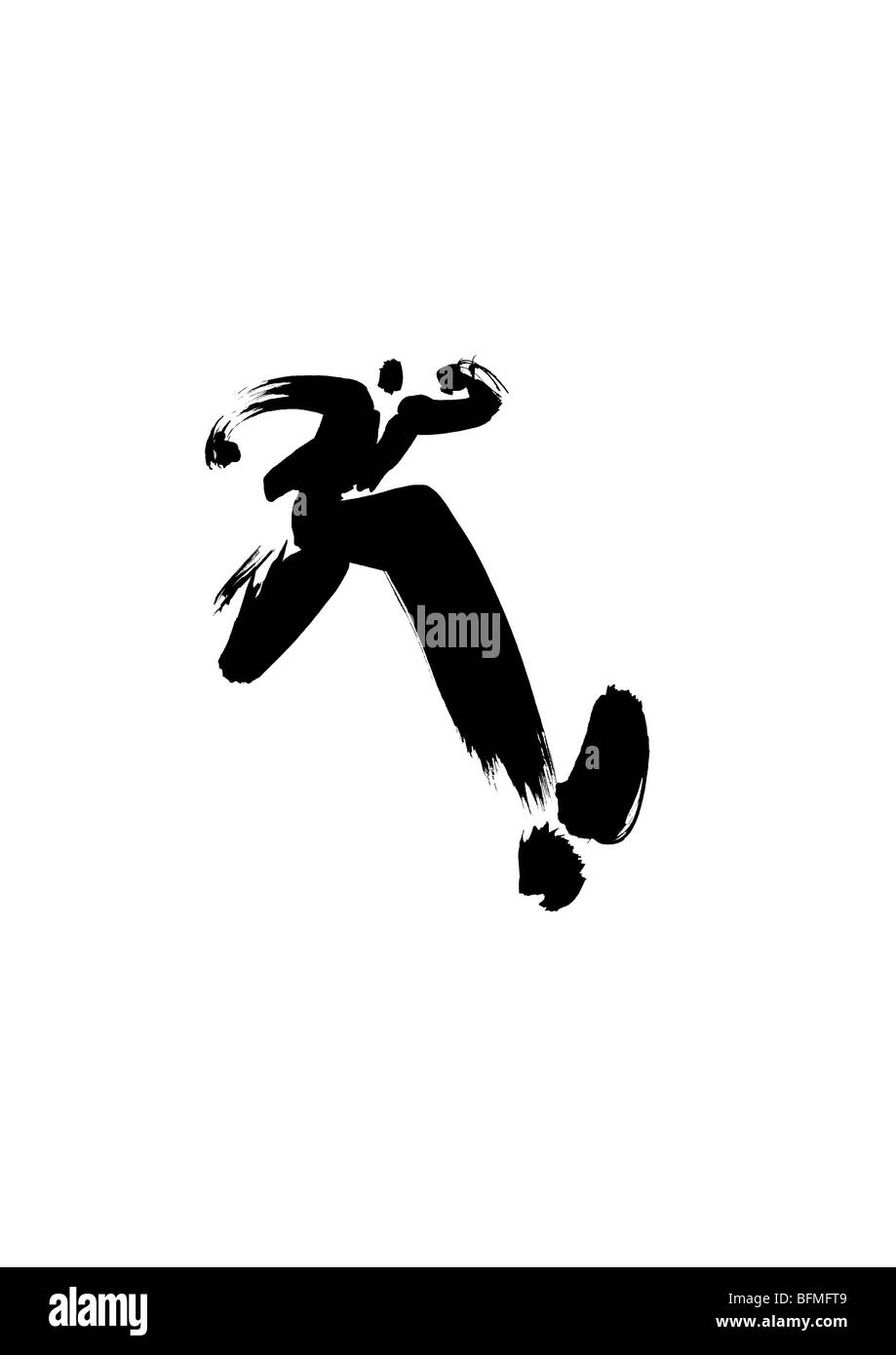 Black Ink Illustration Man Running Stock Photo - Alamy