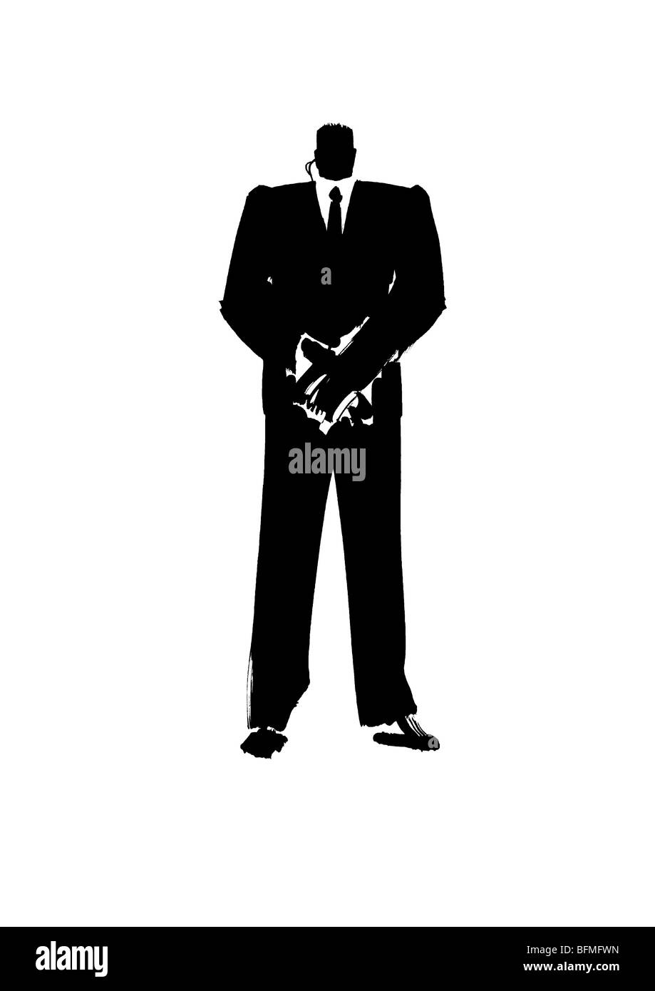 Illustration of bodyguard, white background Stock Photo - Alamy