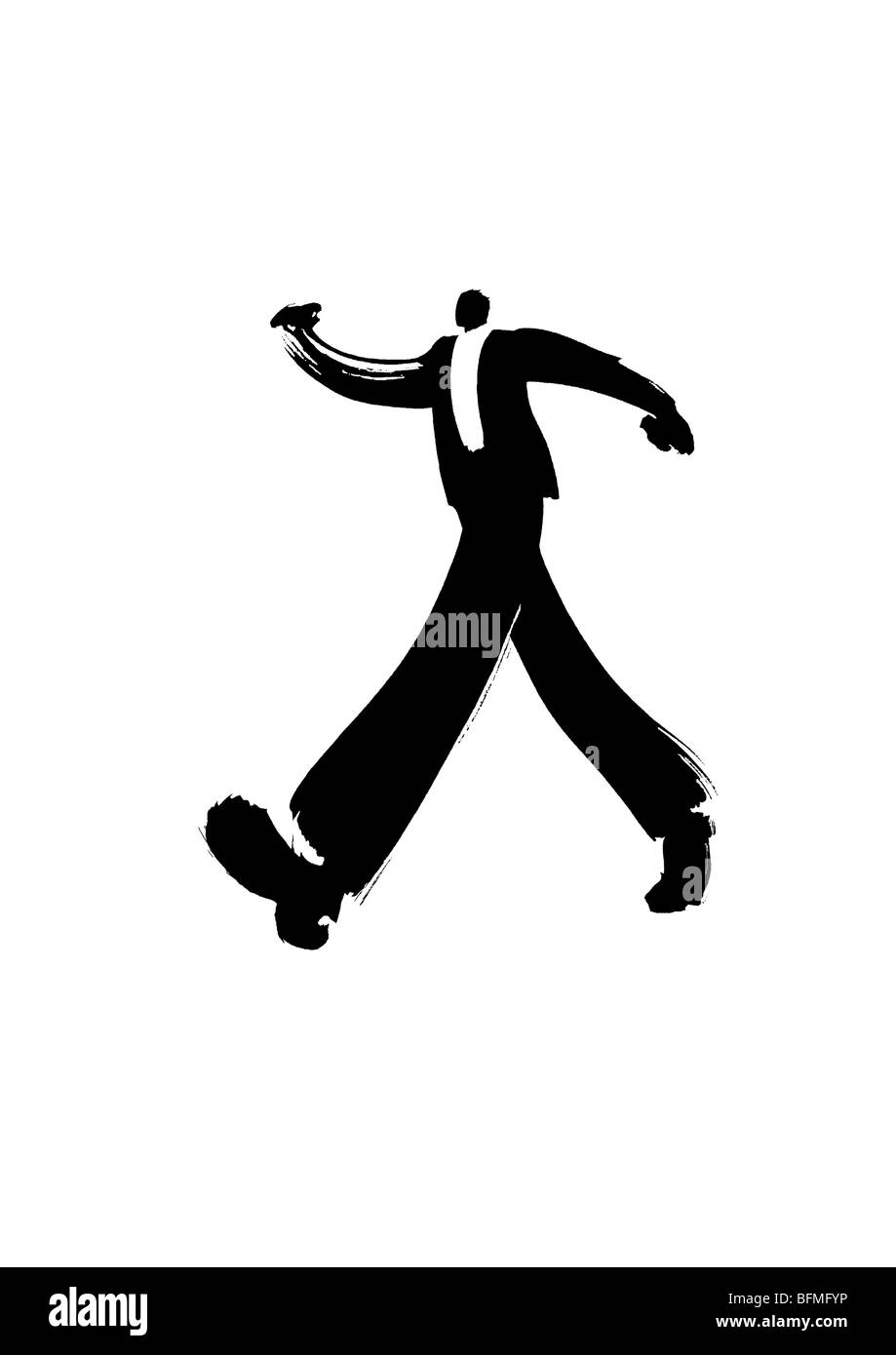 Illustration of businessman walking, white background Stock Photo - Alamy