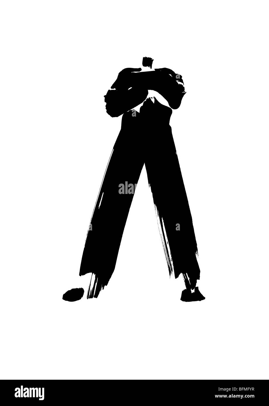Illustration of businessman standing with arms crossed, white ...