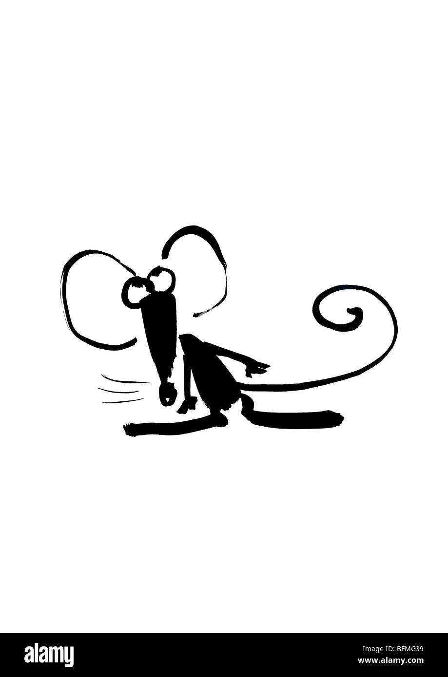 Illustration of mouse looking up, white background Stock Photo - Alamy