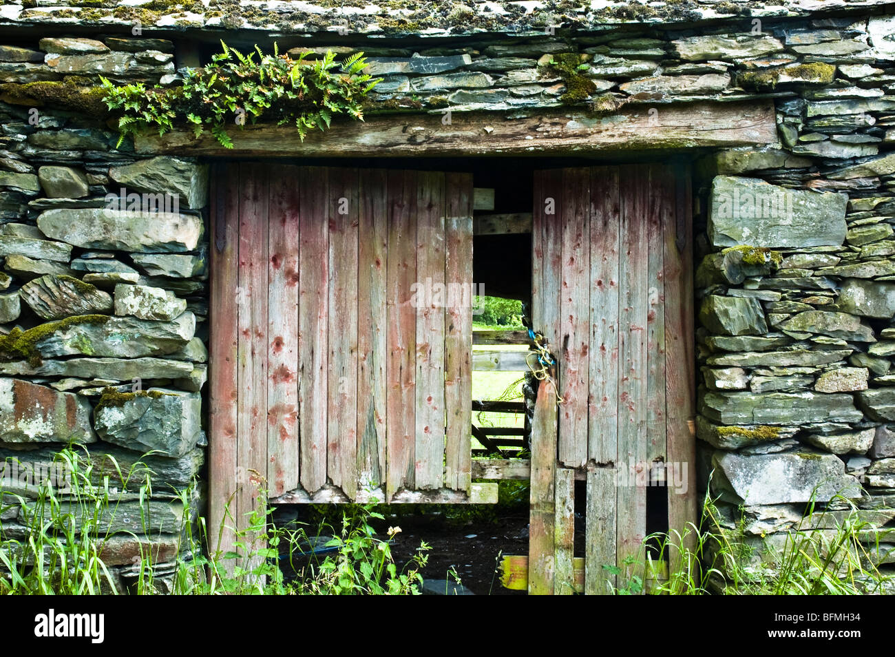 Traditional Lakeland barn at Kentmere, Lake District, Cumbria, England ...