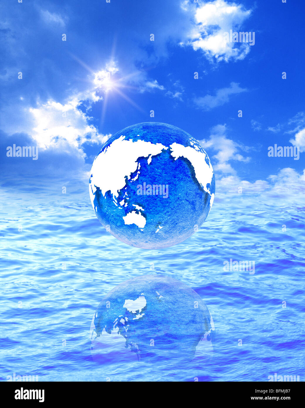 Globe, sea and sky Stock Photo - Alamy