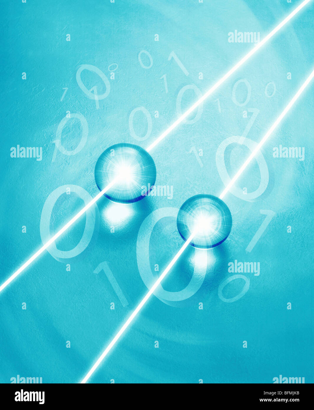 Light going through spheres and binary codes Stock Photo - Alamy