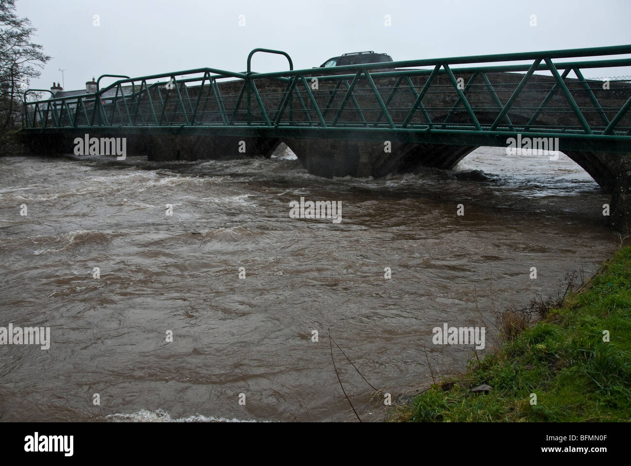 Eamont Bridge near Penrith, Cumbria, England, UK with flood water from ...