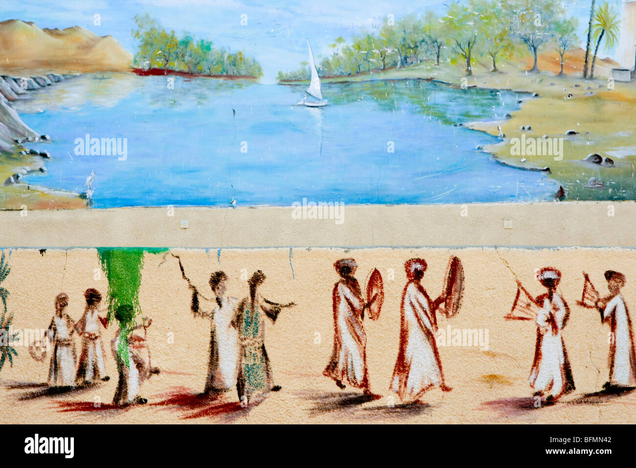 Wall paintings at a Nubian village, near Aswan, Egypt Stock Photo - Alamy