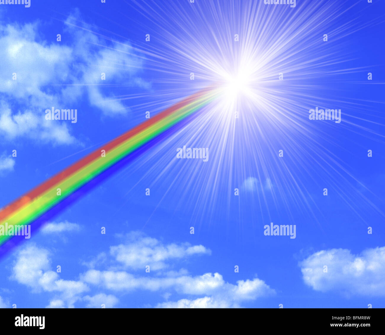 Rainbow coming out of sun Stock Photo - Alamy
