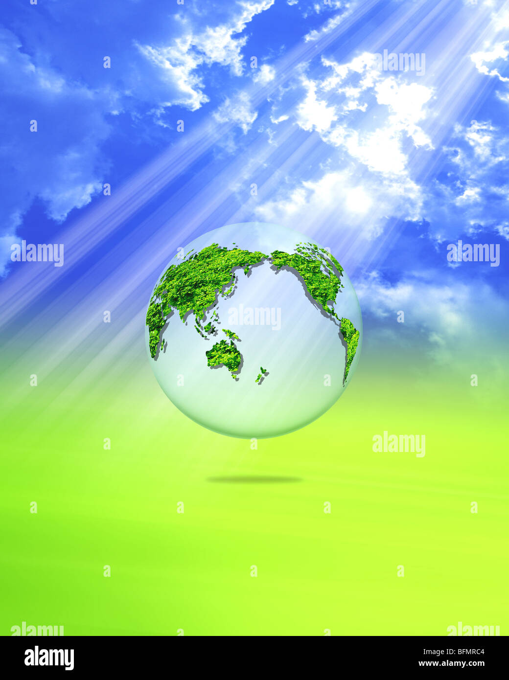 Globe with sky in background Stock Photo - Alamy