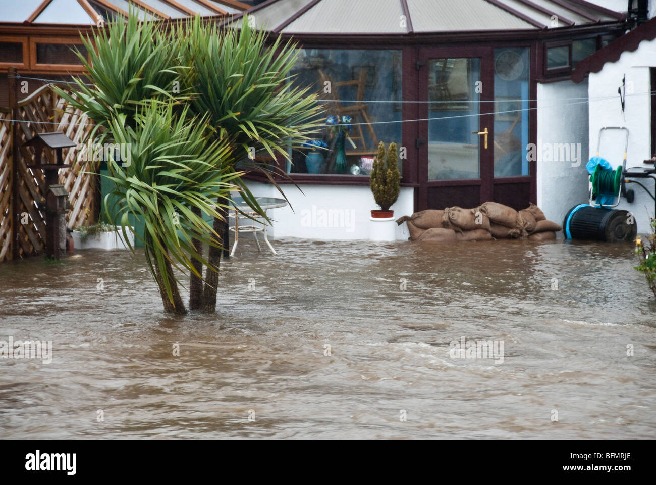 Eamont Bridge near Penrith, Cumbria, England, UK with flood water from ...