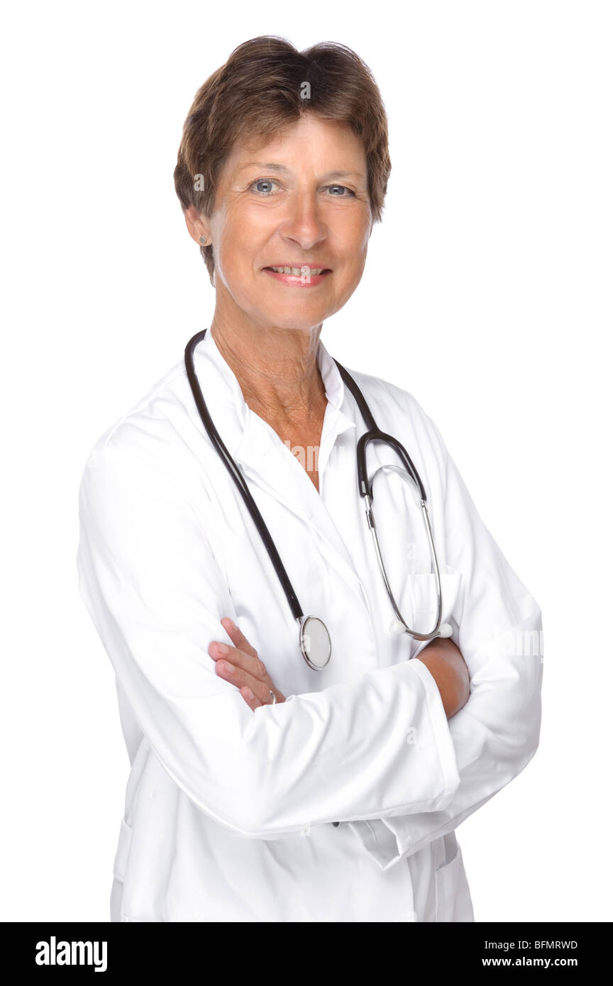 Full isolated portrait of a senior doctor Stock Photo - Alamy