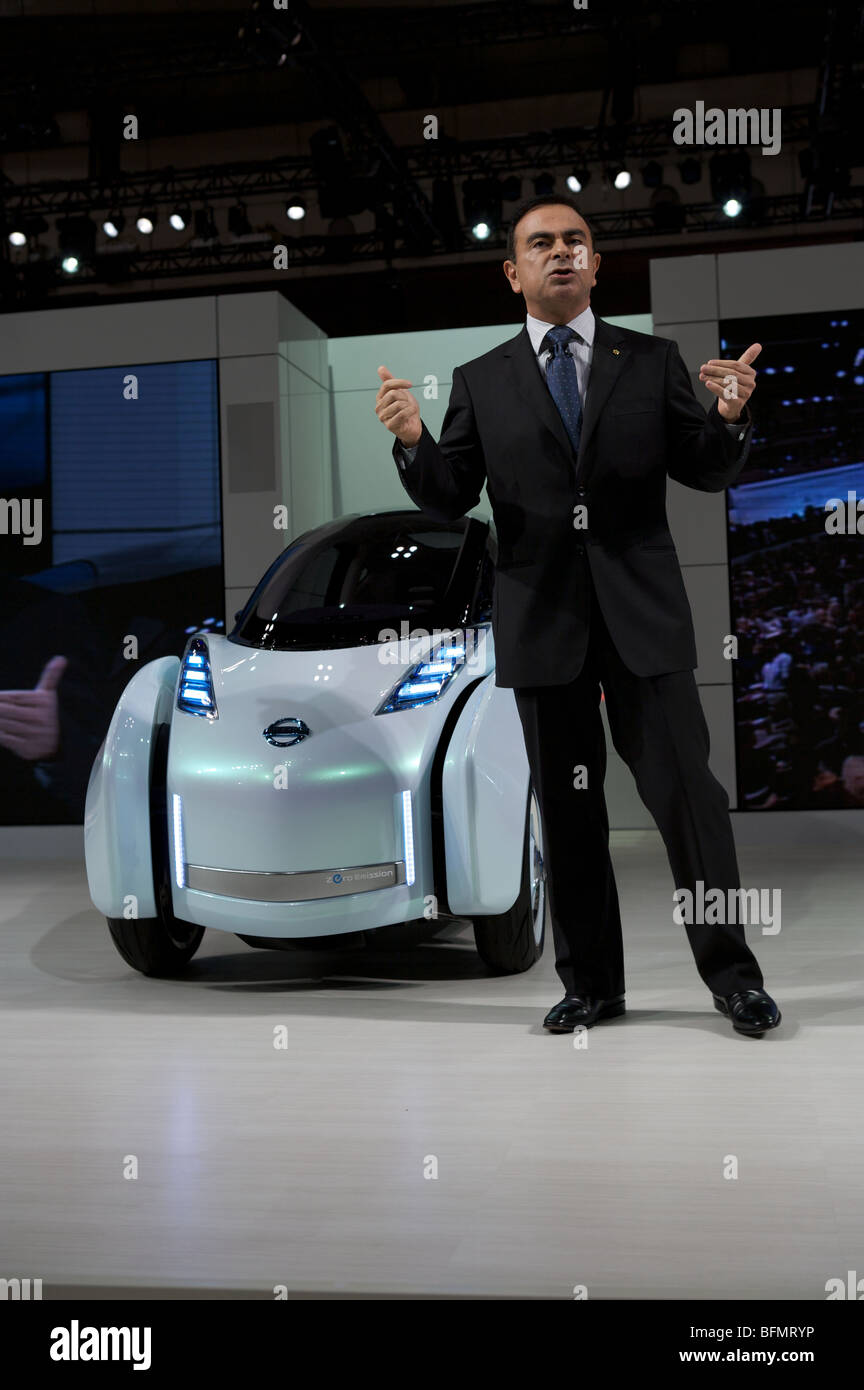 Carlos Ghosn CEO of Nissan presents the new Nissan Land Glider at the ...