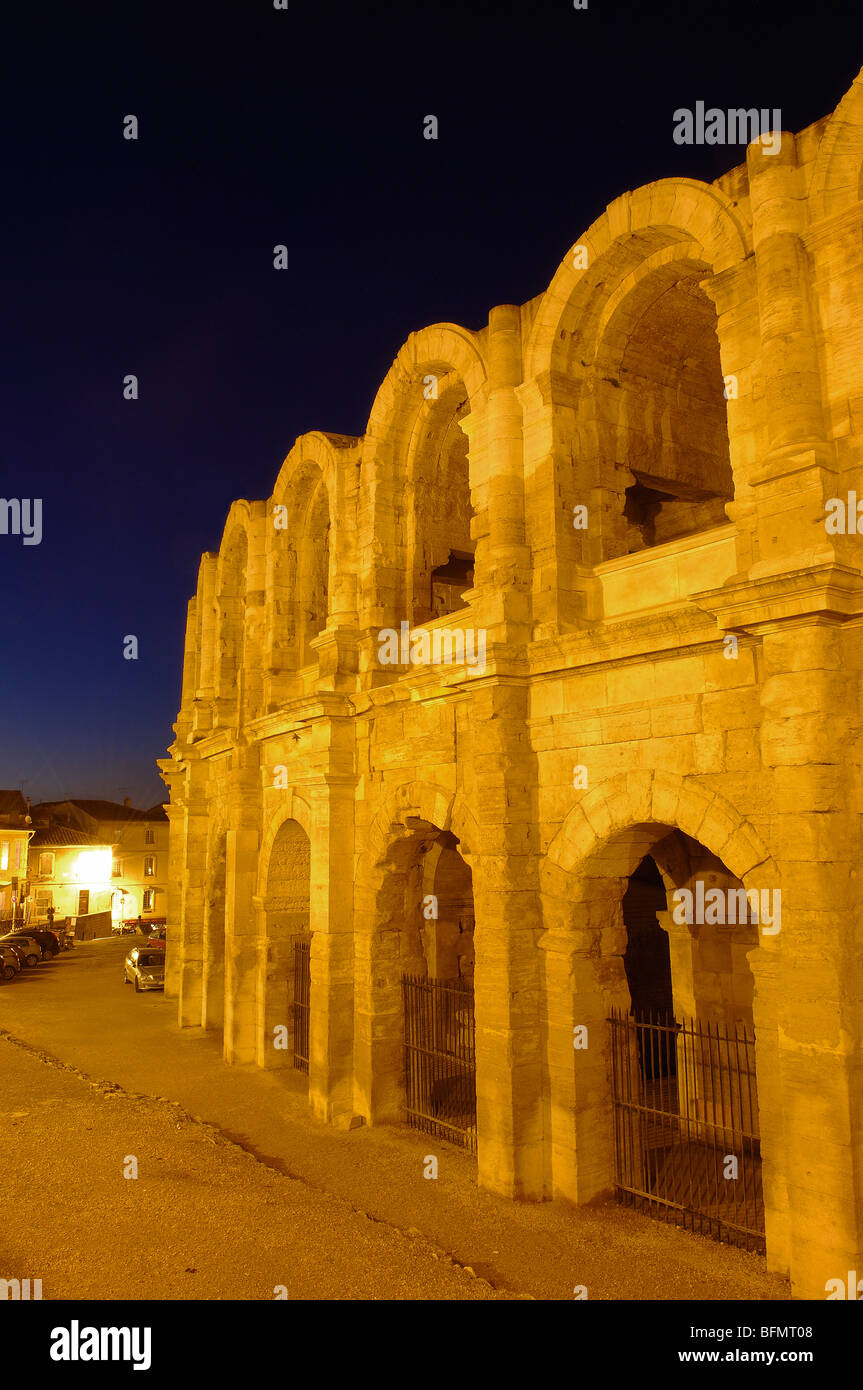 Roman ampitheatre ( les Arenes) at Dusk. Arles. Bouches du Rhone ...