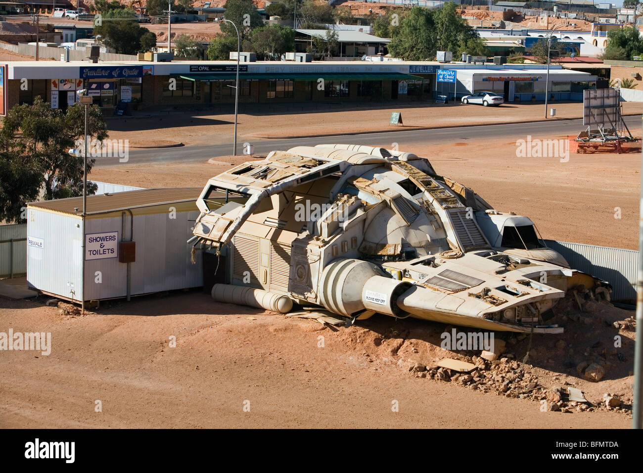 Australia, South Australia, Coober Pedy. A movie prop spaceship from ...