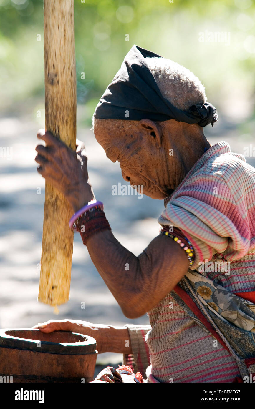 Nhoqma village (pronmounced //Nhoq'ma), Bushmanland, Namibia. An ...