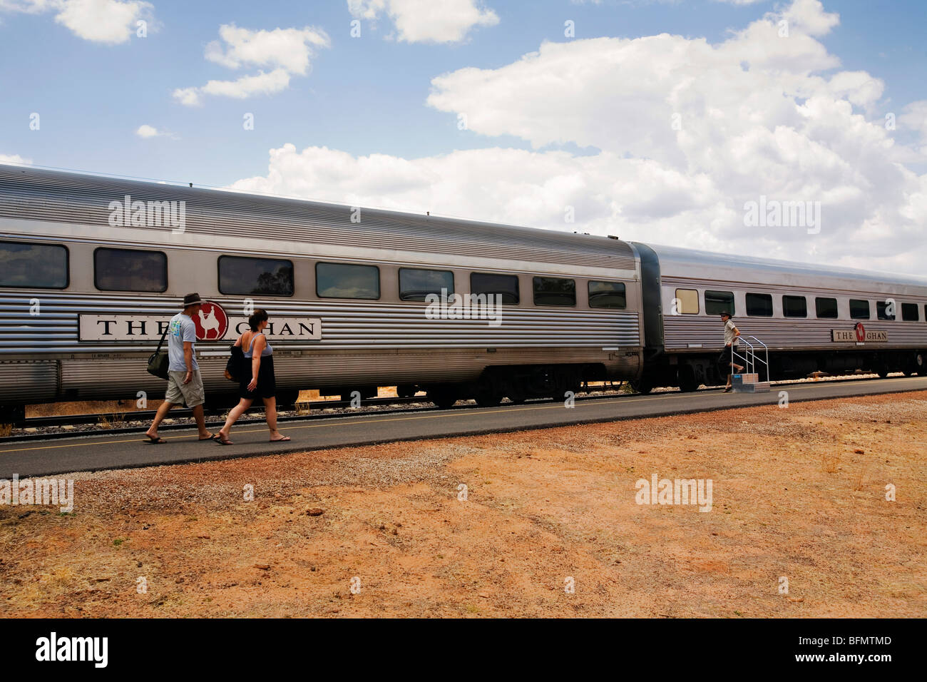 Australia, Northern Territory, Katherine. Boarding The Ghan, which ...