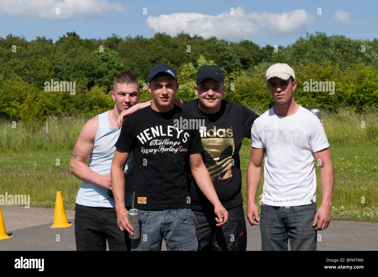 Four youths posing for the camera at Rother Valley Country Park ...