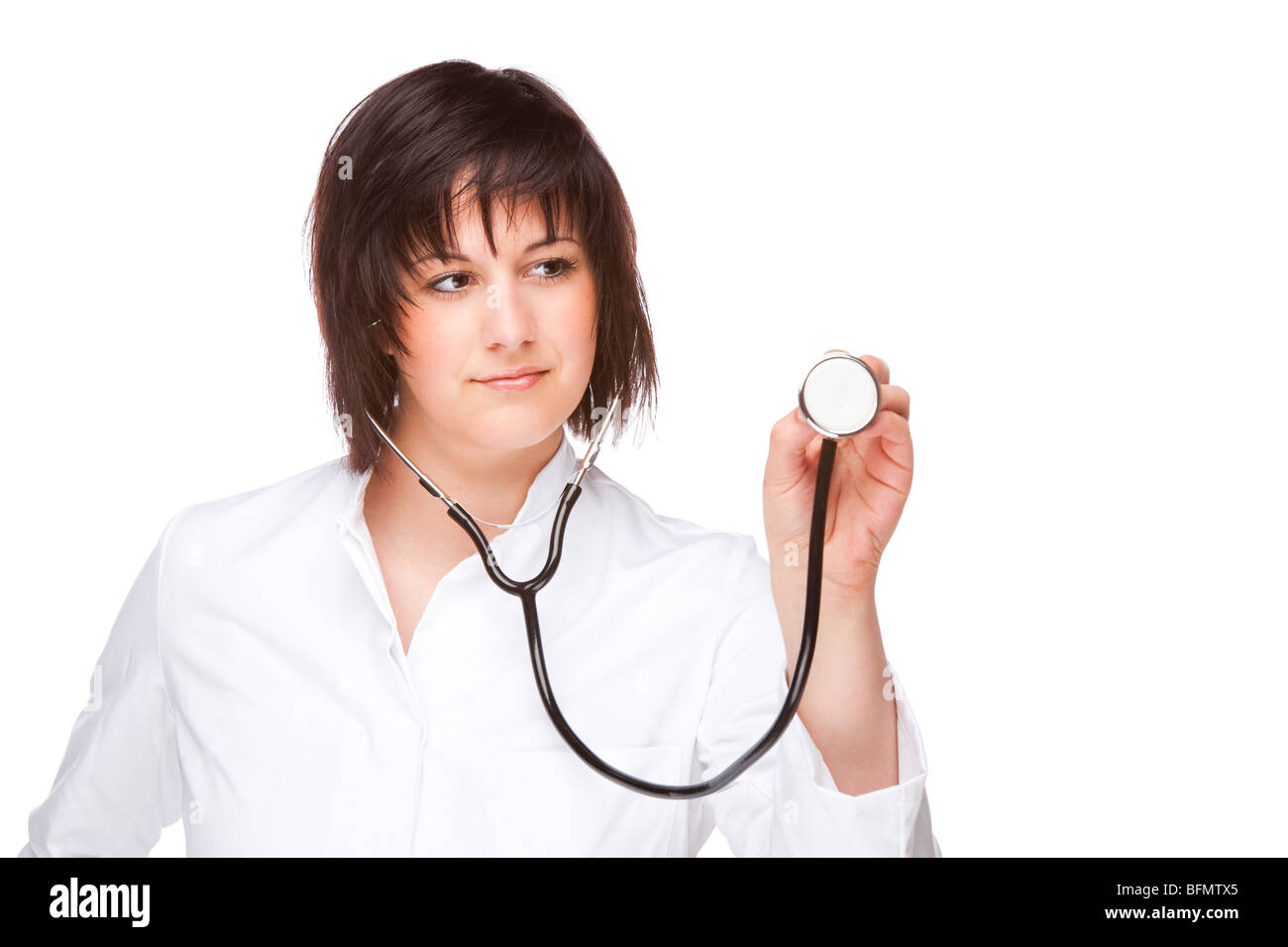 Full isolated portrait of a beautiful caucasian doctor Stock Photo - Alamy