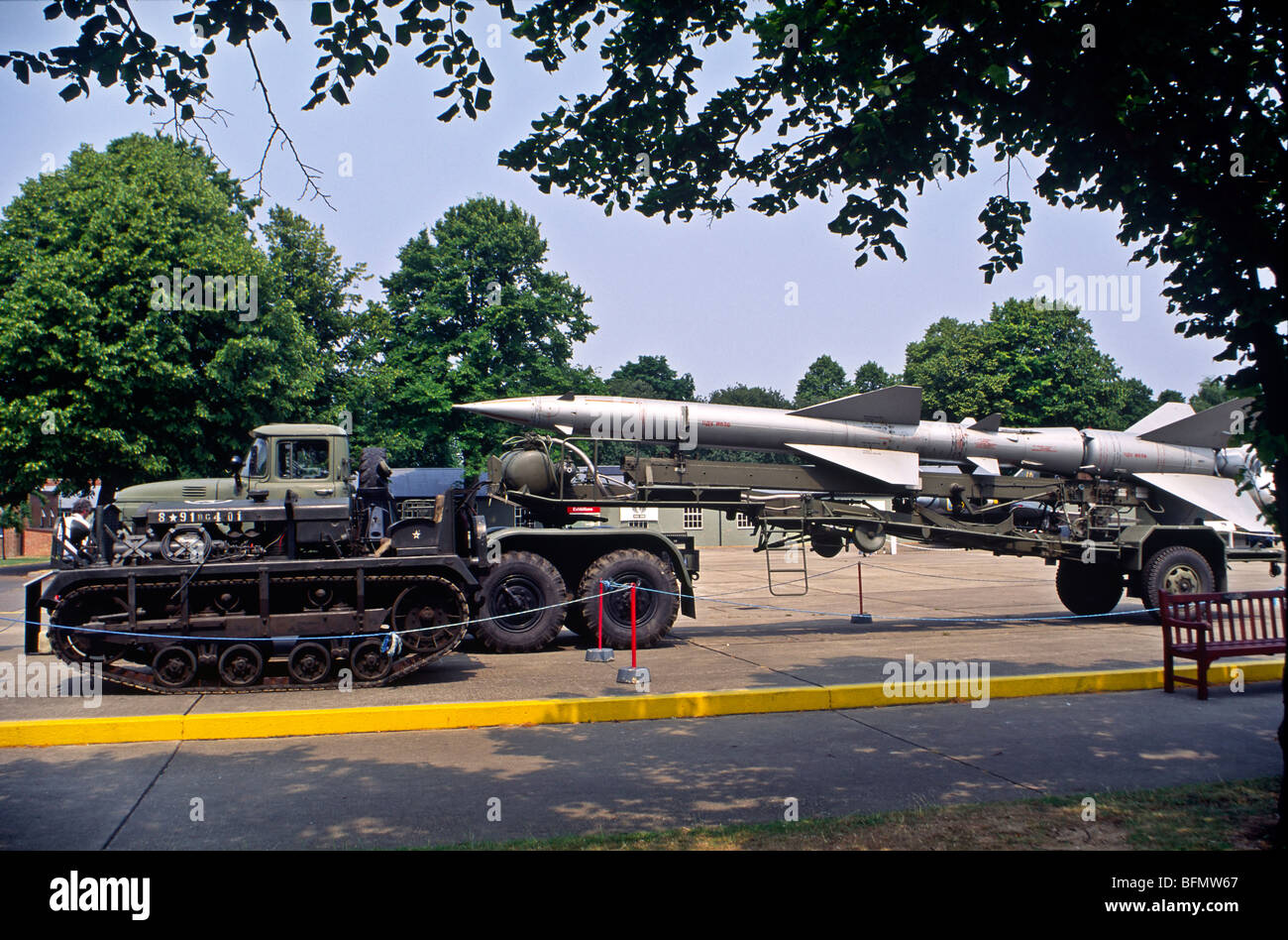 Military display of vehicles missiles and weapons England UK c.1996 ...
