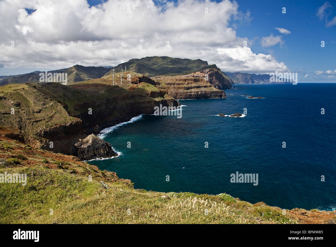 Portugal, Ilha, da Madeira, Funchal, Canical. The dramatic rocky ...