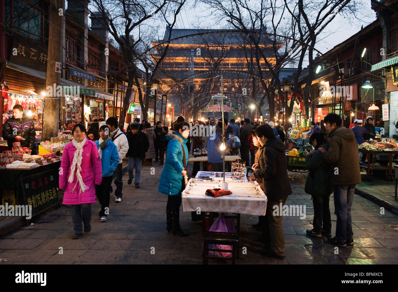 China, Shaanxi Province, Xian, market in muslim quarter near city gate ...