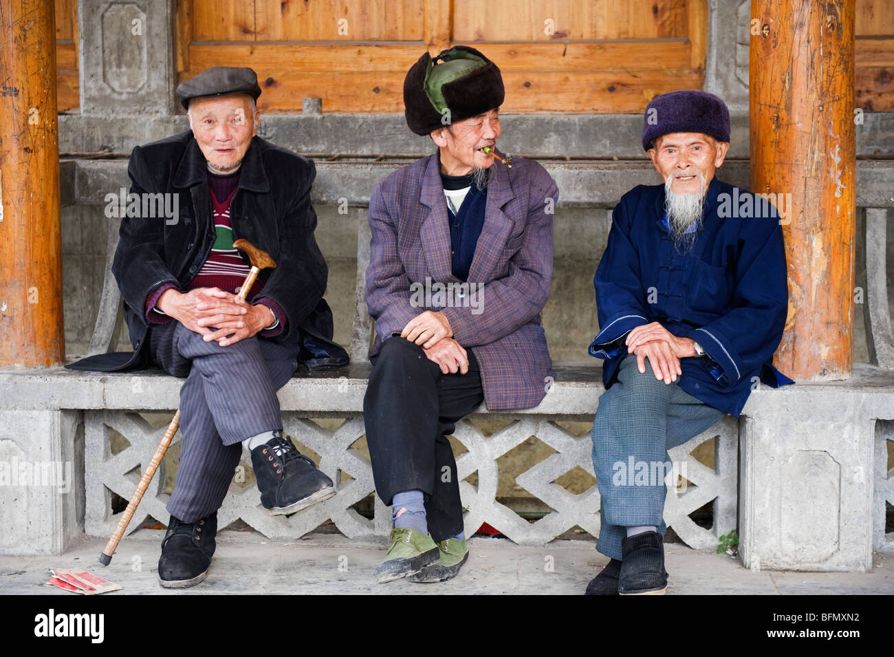 China, Guizhou Province, Taijiang, old men sitting down Stock Photo - Alamy
