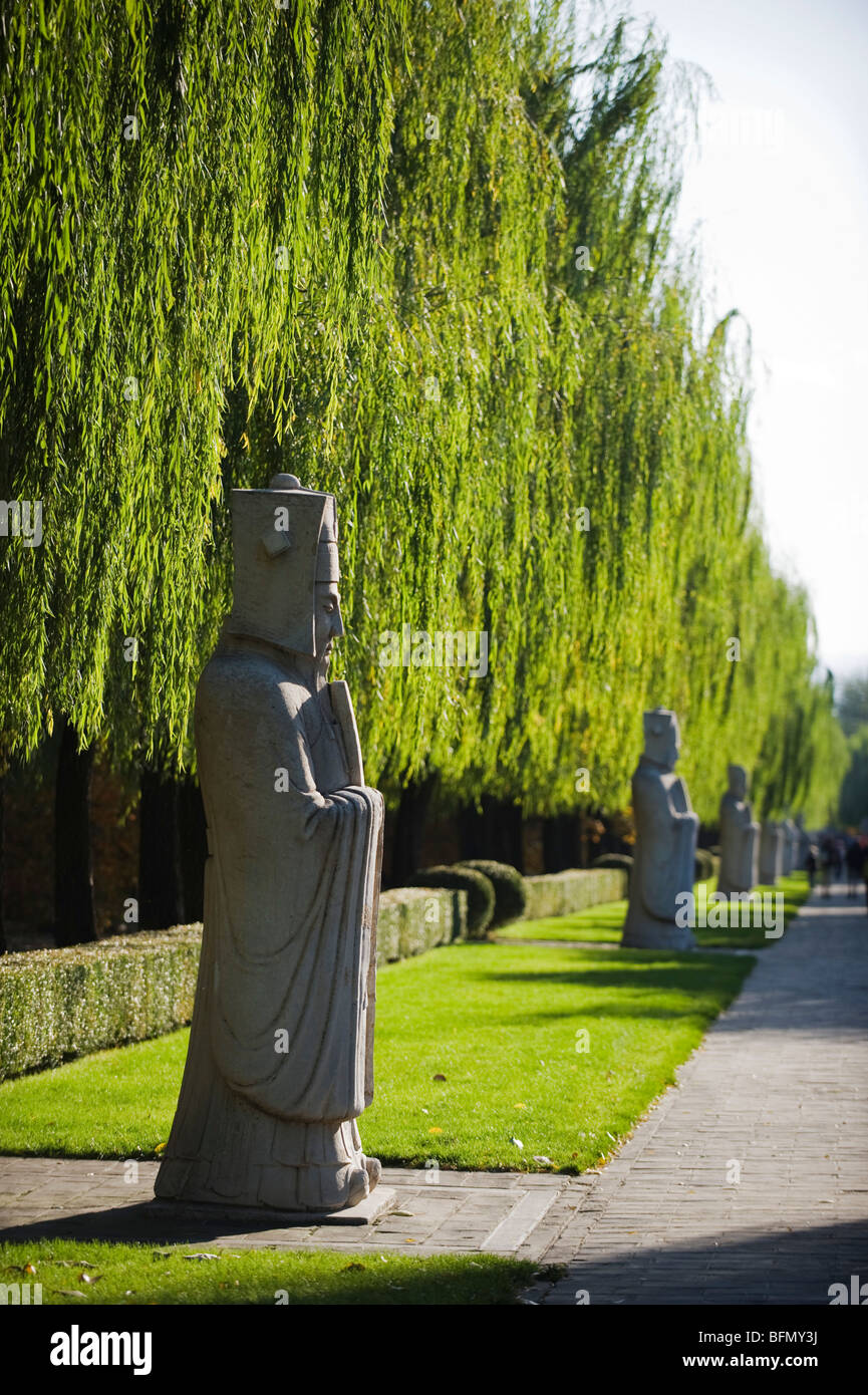China, Beijing, statue at the Ming Tombs, Unesco World Heritage Site ...
