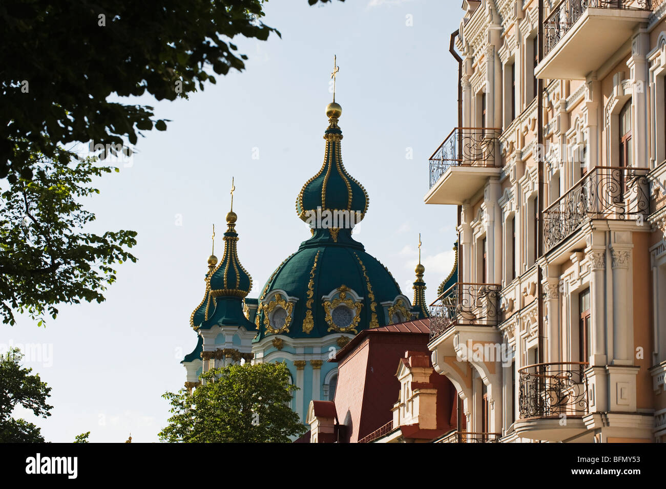 Ukraine, Kiev, St Andrews Church (1754 by Bartelomeo Rastrelli) on ...
