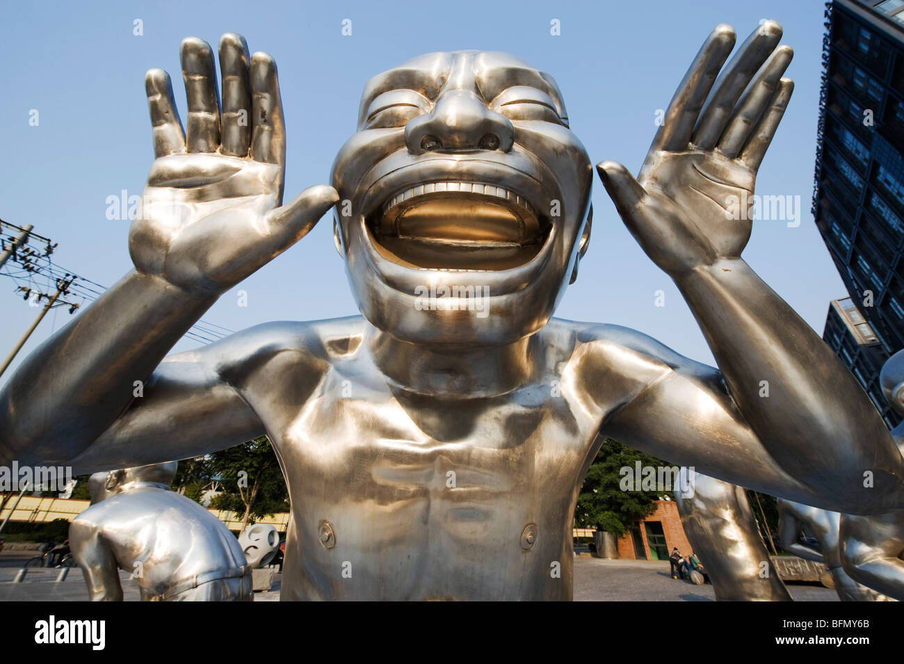 China, Beijing, Chaoyang, smiling face statue at Today art museum Stock ...