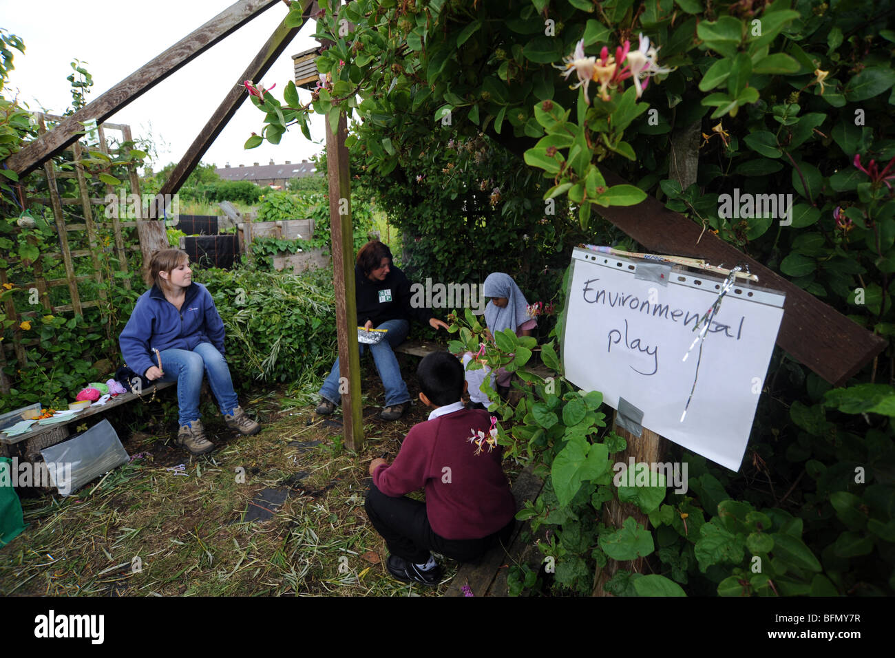 Children visit allotments from local schools, Bradford Stock Photo - Alamy