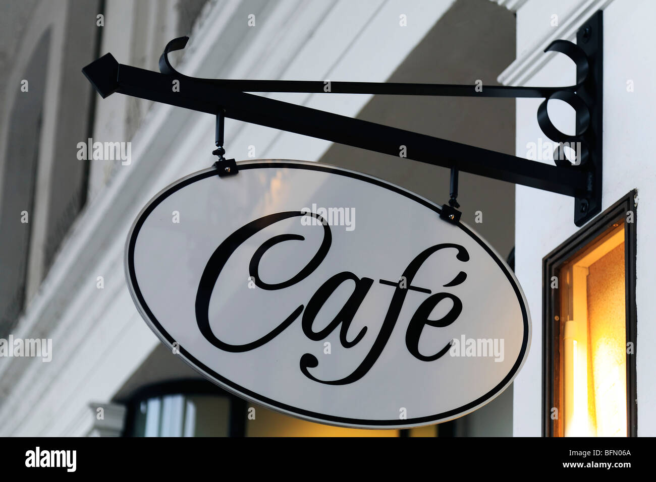 Germany, Hamburg, Cafe sign in the Arcades Stock Photo - Alamy