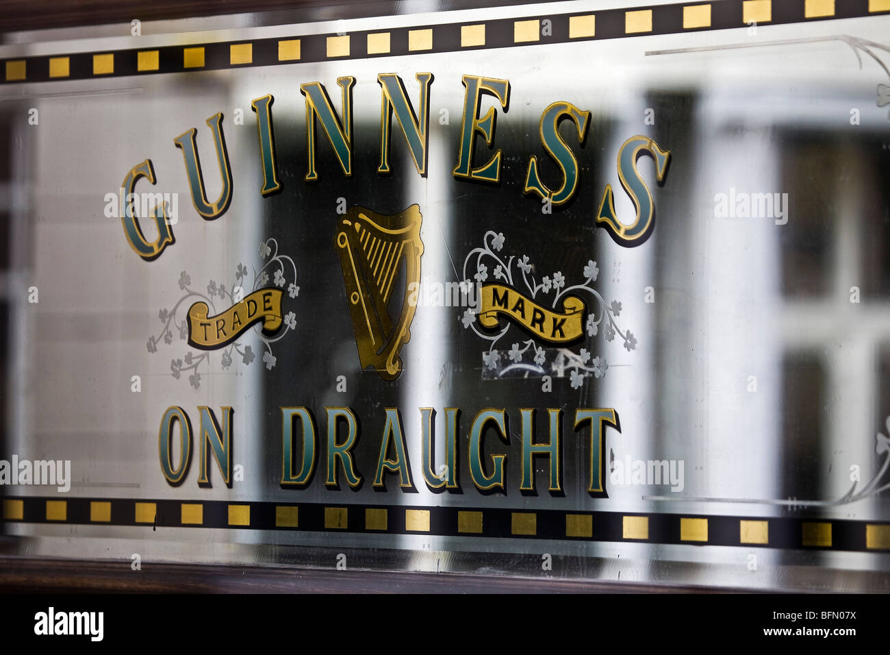 Ireland, Dublin, Portobello, Guinness Draught sign on the doors of the ...