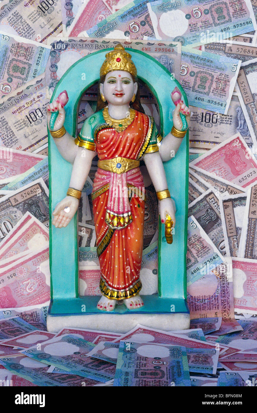 BDR 60857 : Goddess of wealth marble Laxmi idol with Indian money ...