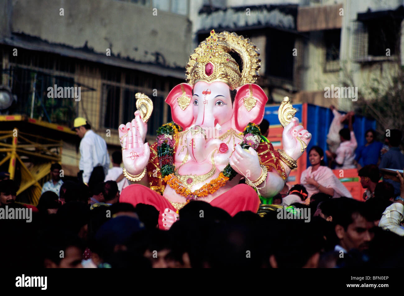 Ganesh festival ; Ganesha idol procession ; Bombay ; Mumbai ...