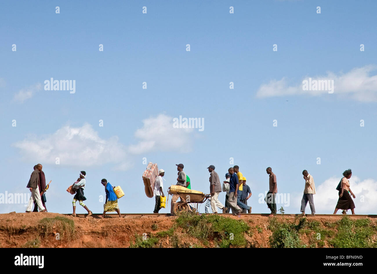 Kenya, Nairobi. A railway line divides Kibera, one of Nairobi s largest ...