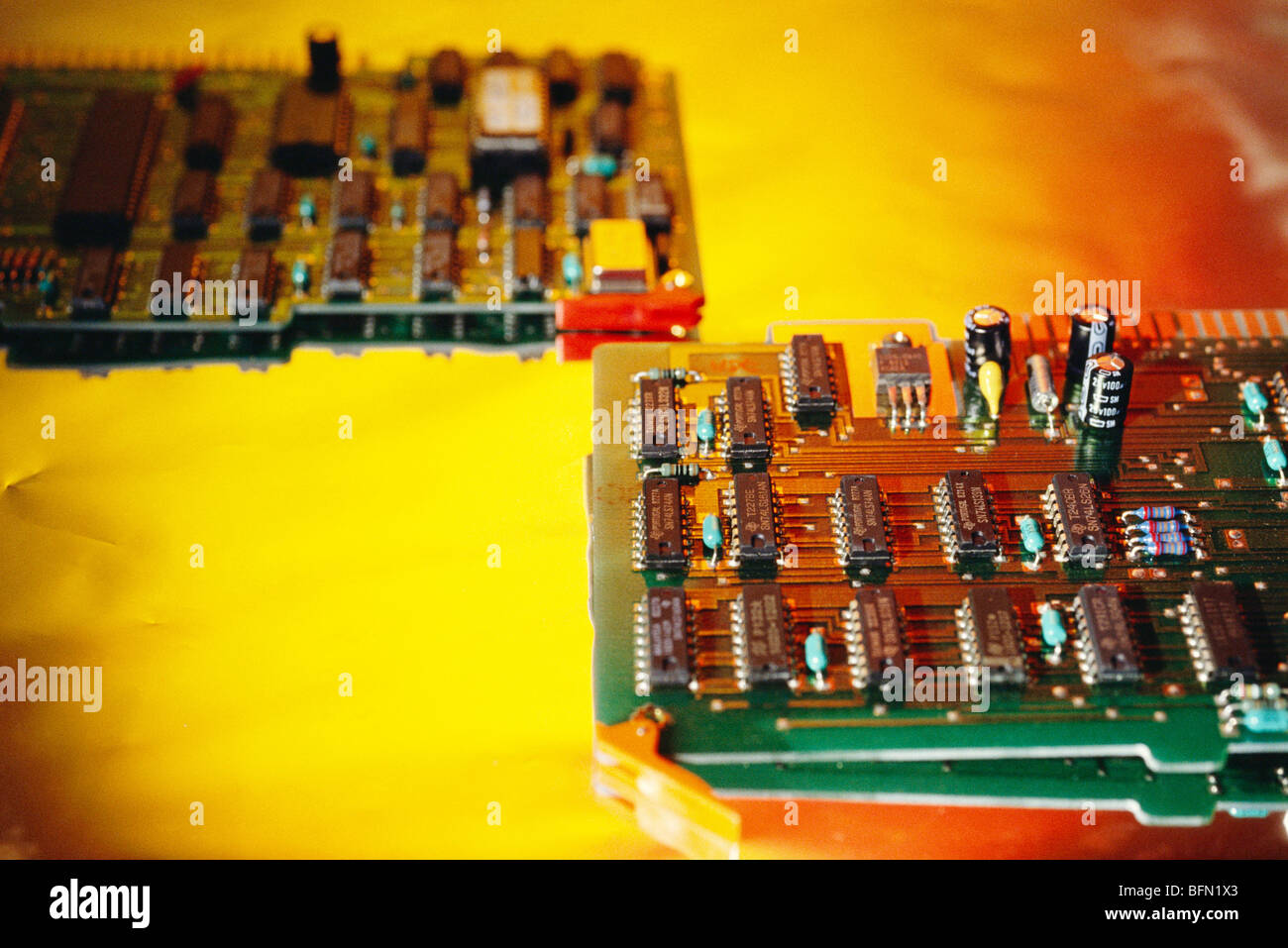 PCB ; printed circuit board with transistors and resistors ; India ...