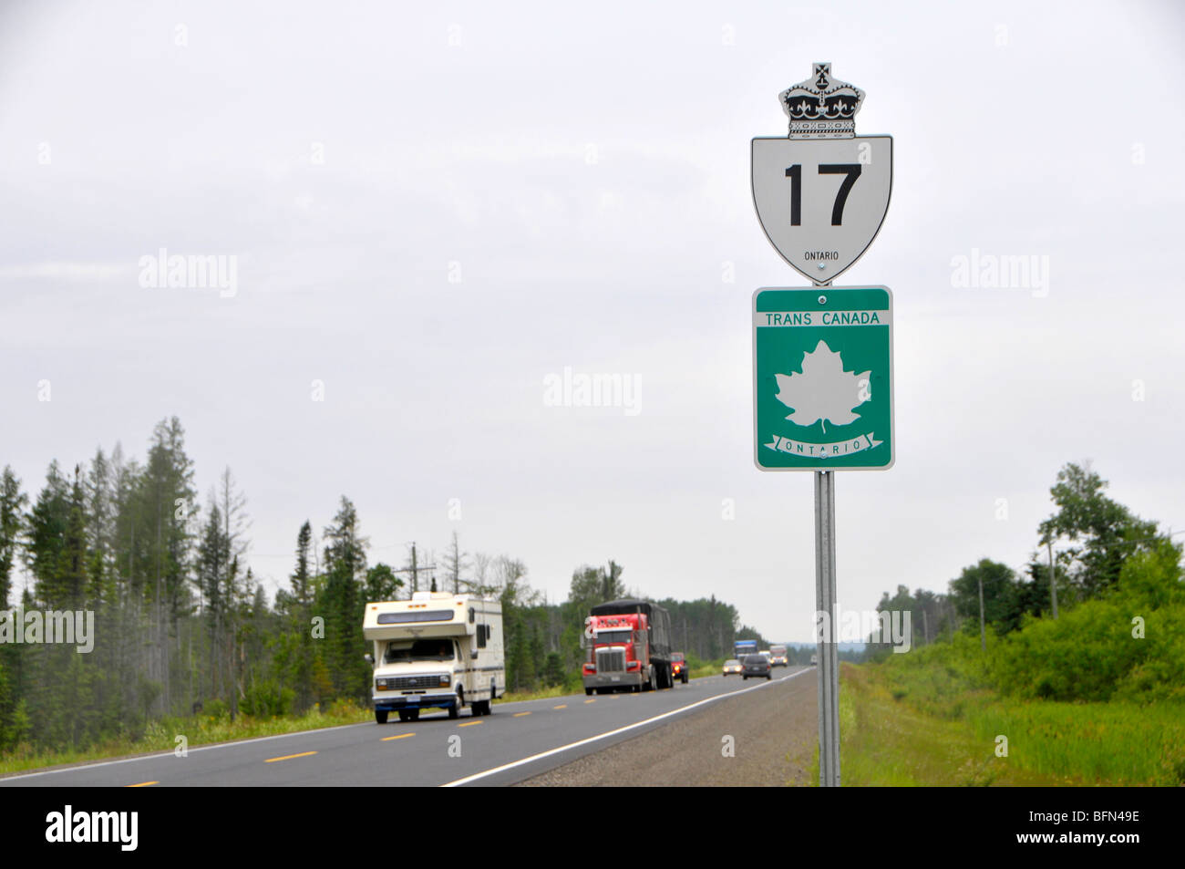 Highway 17 and Trans Canada Ontario Lake Superior Circle Tour sign ...