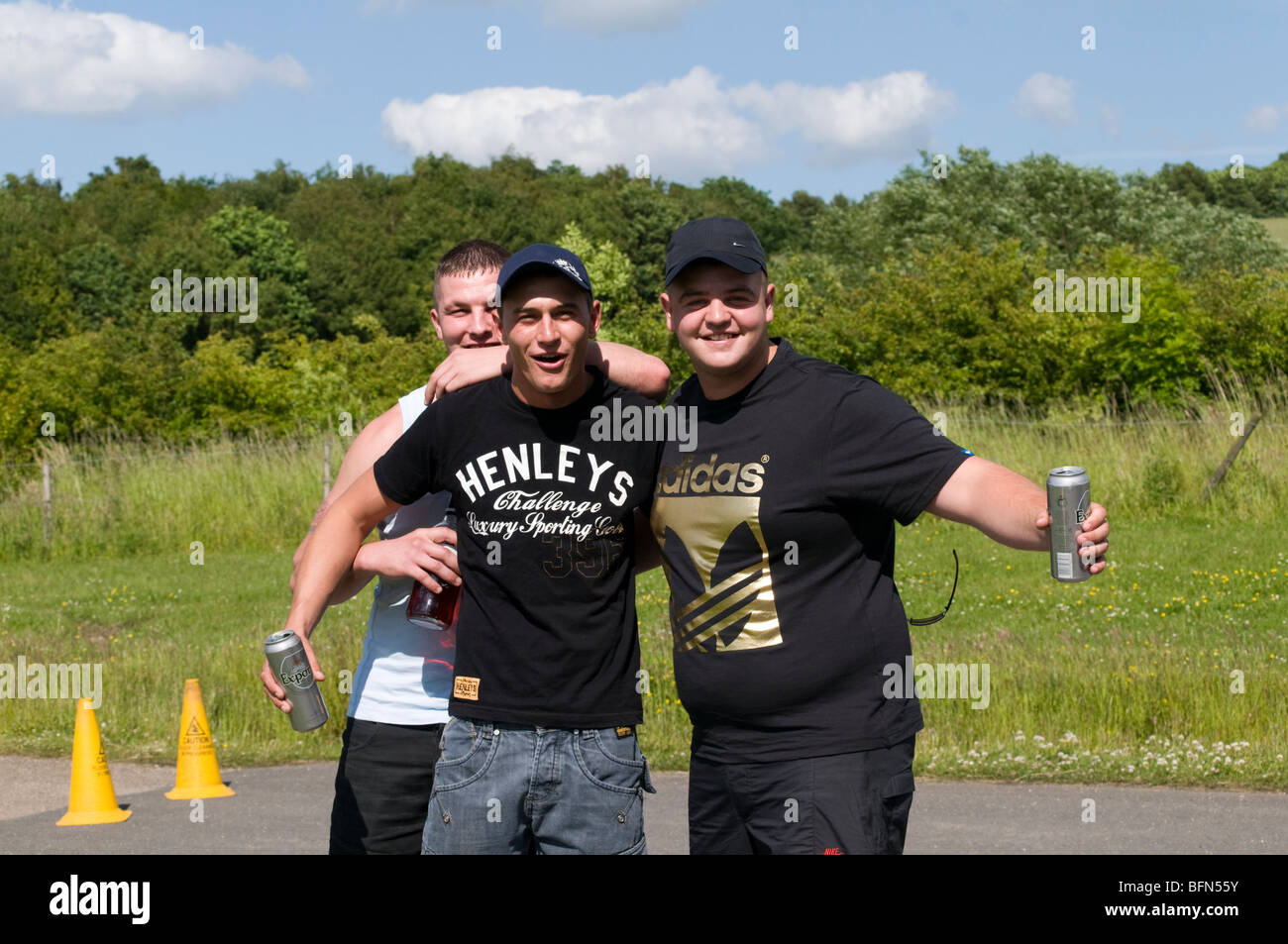 Three youths posing for the camera at Rother Valley Country Park ...