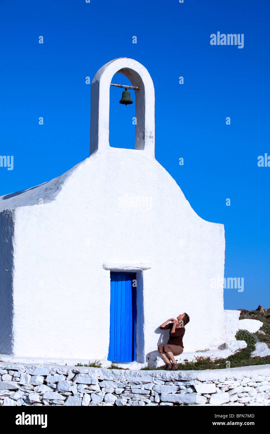 greece cyclades sikinos one of the many whitewashed churches Stock ...
